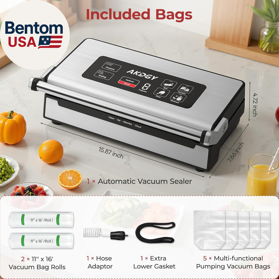95Kpa Vacuum Sealer Machine，Upgraded Commercial Food Vacuum Sealer, 14 ...