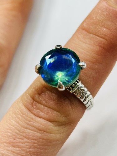 TJC silver ring UK size M with peacock quartz | eBay