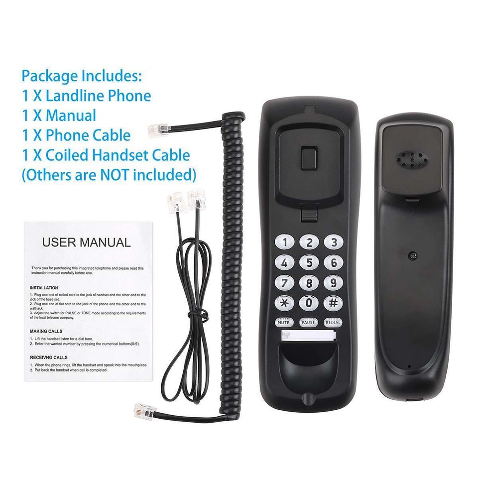 Telephone Desktop Corded Landline Mini Phone For Hotel Office Home Wall ...
