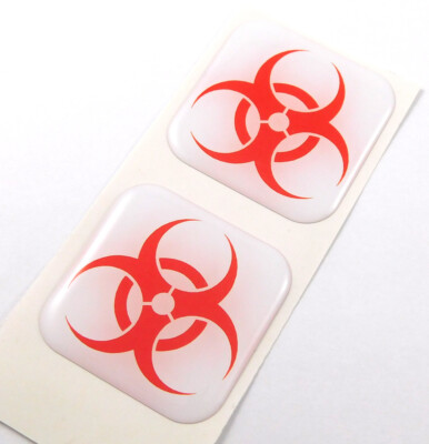Biohazard Zombie Outbreak flag Square Domed Decal car bike gel stickers ...