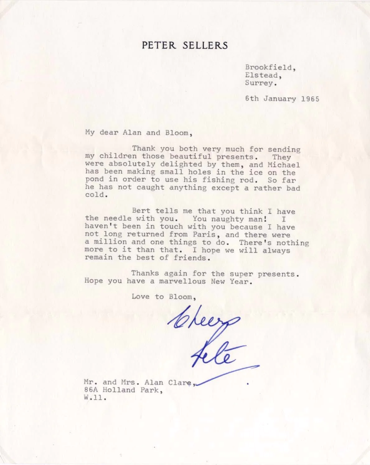 ACTOR Peter Sellers autograph, typed letter signed & mounted | eBay
