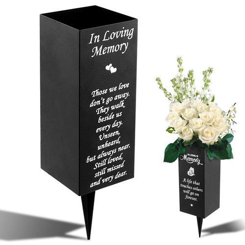 Metal Cemetery Vases Elegant Lawn Grave Memorial Vase with Spikes Metal ...