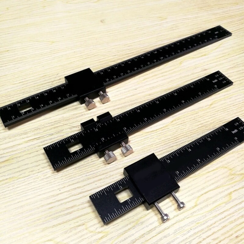 Pocket Ruler with Stops Aluminum Metal Ruler Inch & Metric Measuring ...