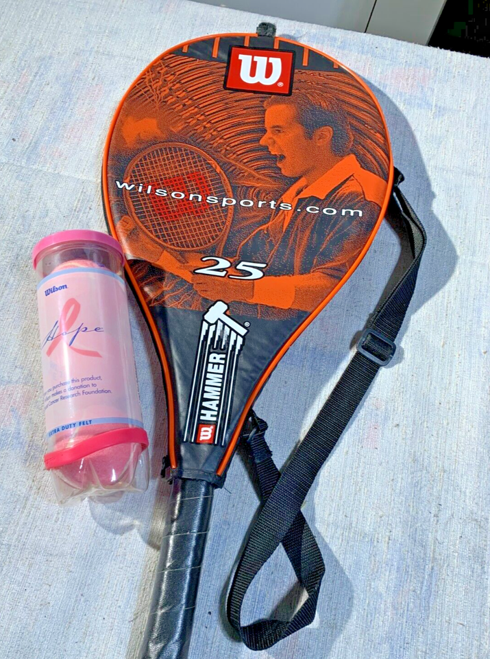 Wilson HAMMER 25 Midplus Tennis Racquet Racket with Case Black Orange w ...
