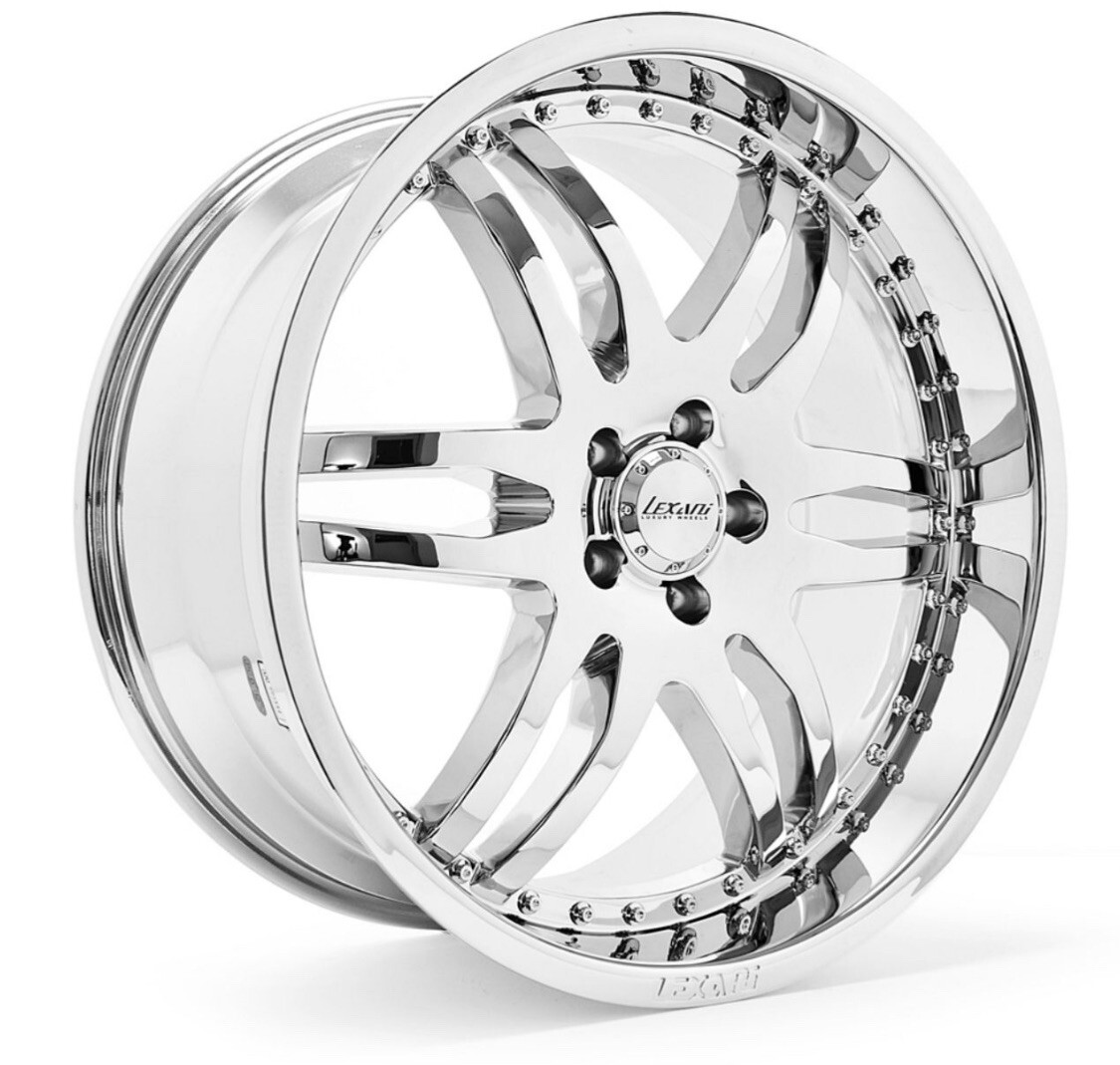 Lexani Alloy Wheel 21” X8.5 Also staggered 21x10 Squared 5-112 Chrome ...