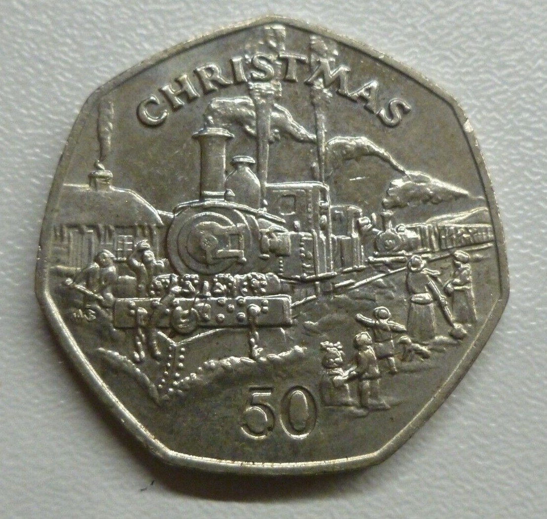 Christmas 50p Coins Isle of Man IOM Large Size Various Dates 1980-1991 ...