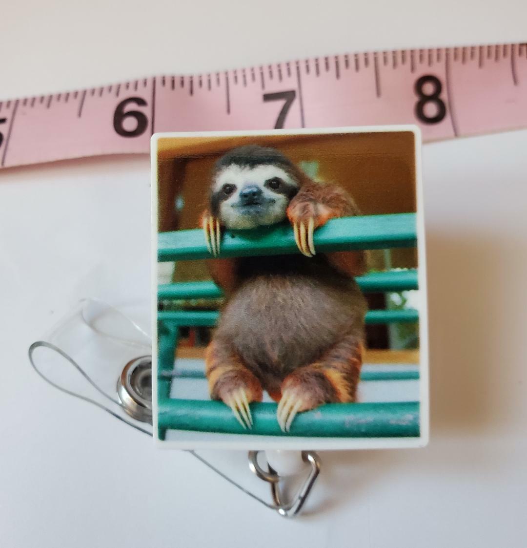 CUTE, SLOTH, NURSE Badge Reel, Teacher, Nurse, ID Badge holder, Funny ...