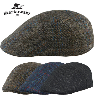 Sterkowski IVY FIVE Harris Tweed Winter Flat Cap Applejack Newsboy ...