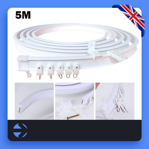 5M Bendable Flexible Curtain Track Rod Rail Ceiling Window Caravan ...