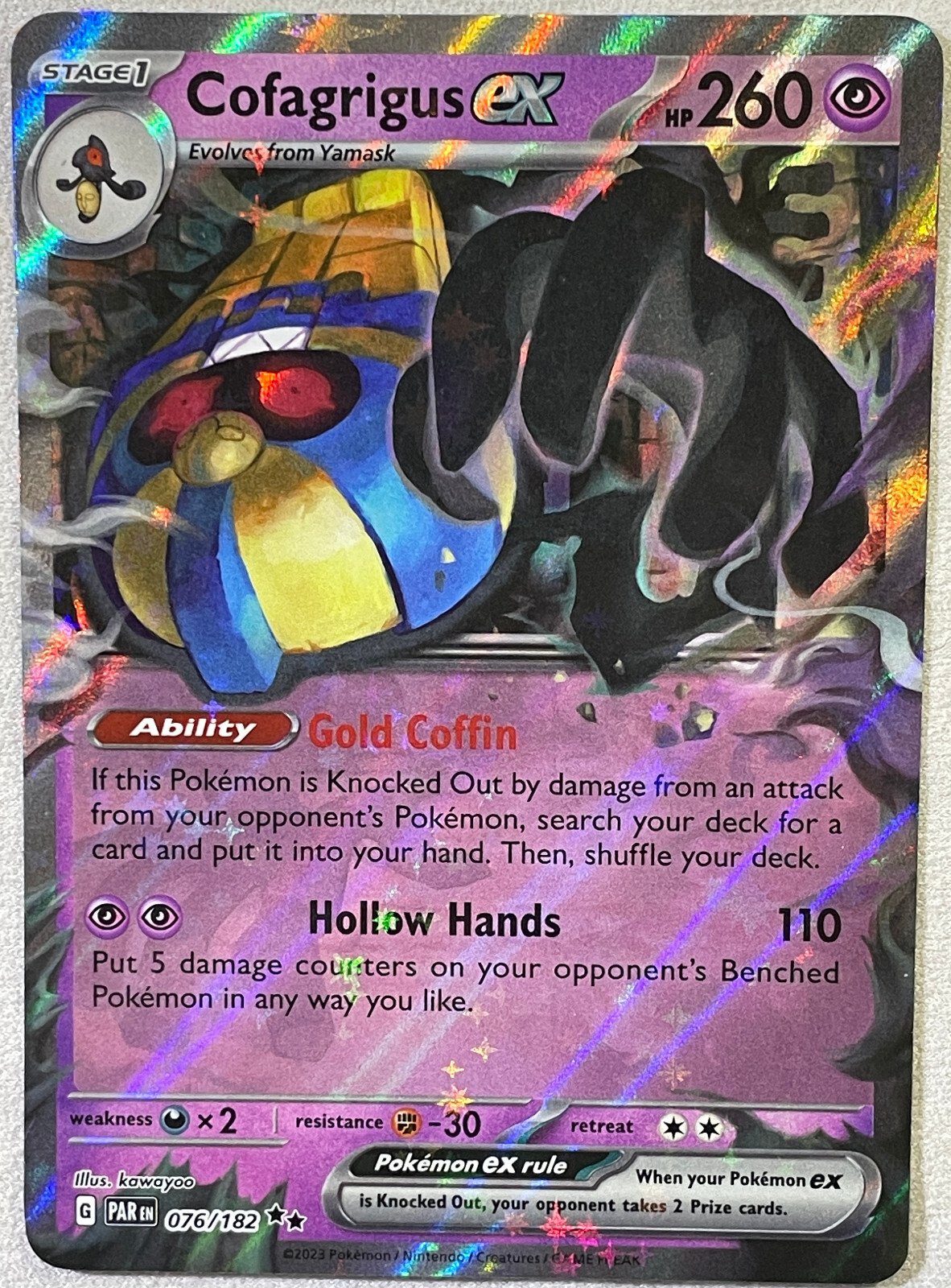 Cofagrigus ex Double Rare - 076/182 - Paradox Rift Pokemon 2023 | eBay
