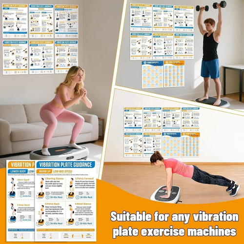 8 Pcs Vibration Plate Exercise Machine Poster Workout Guide 6 Vibration ...