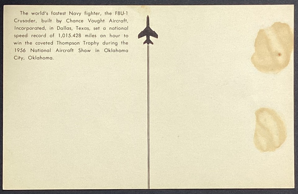 Navy Fighter Jet FBU-1 Crusader Vintage Military Postcard Unposted | eBay
