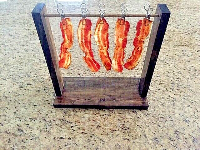 USA HANDCRAFTED CLOTHESLINE BACON HANGER, PARTY DISPLAY BACON RACK | eBay