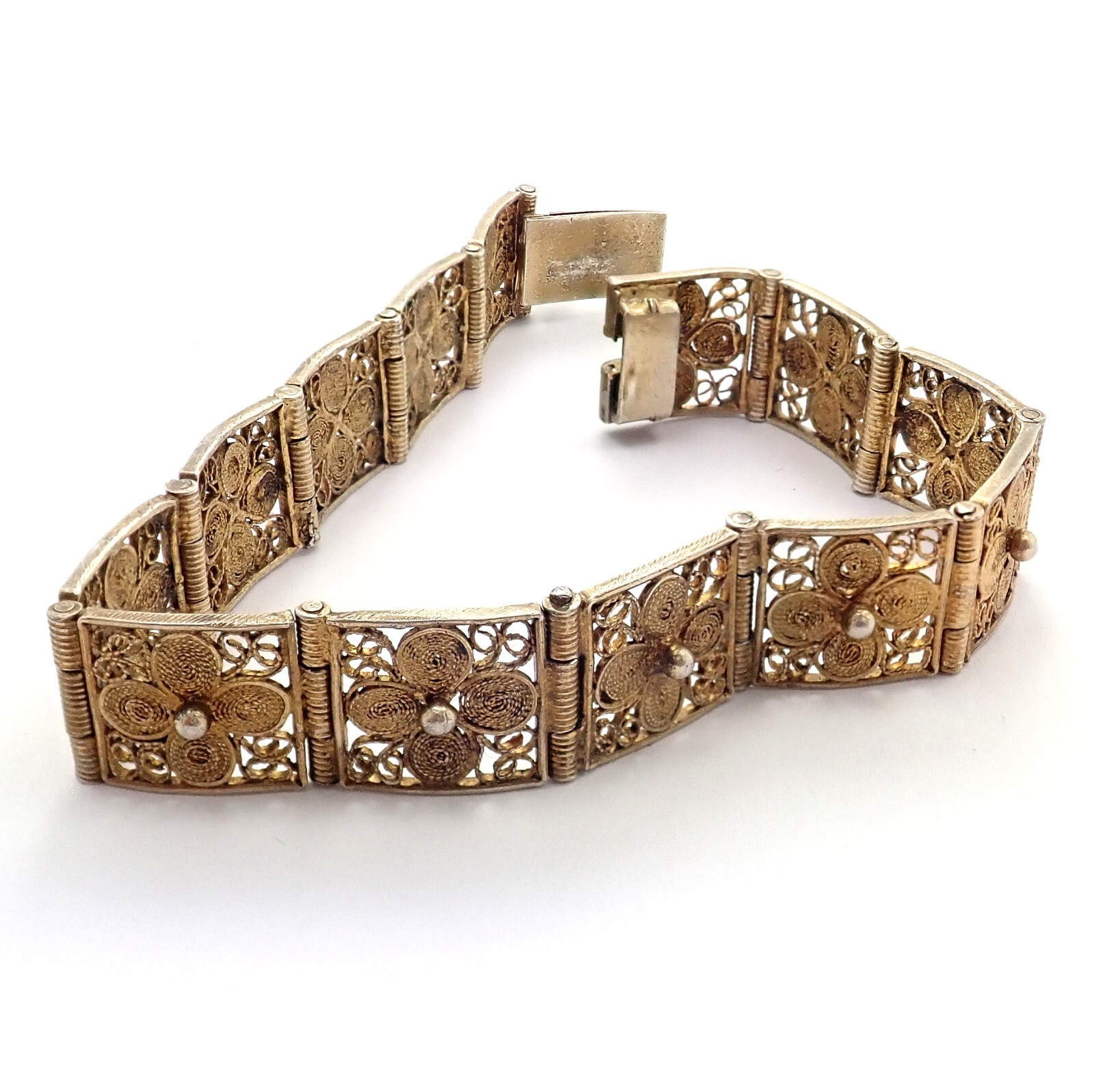 Rare! Vintage Antique 800 Silver Filigree Panel Flowe… - Gem