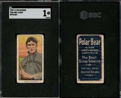 1909-11 T206 Nap Lajoie With Bat Cleveland Naps HOF SGC 1 ***Polar Bear ...