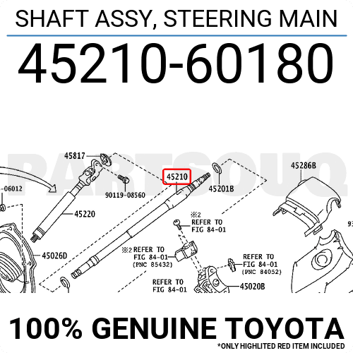 4521060180 Genuine Toyota SHAFT ASSY, STEERING MAIN 45210-60180 | eBay