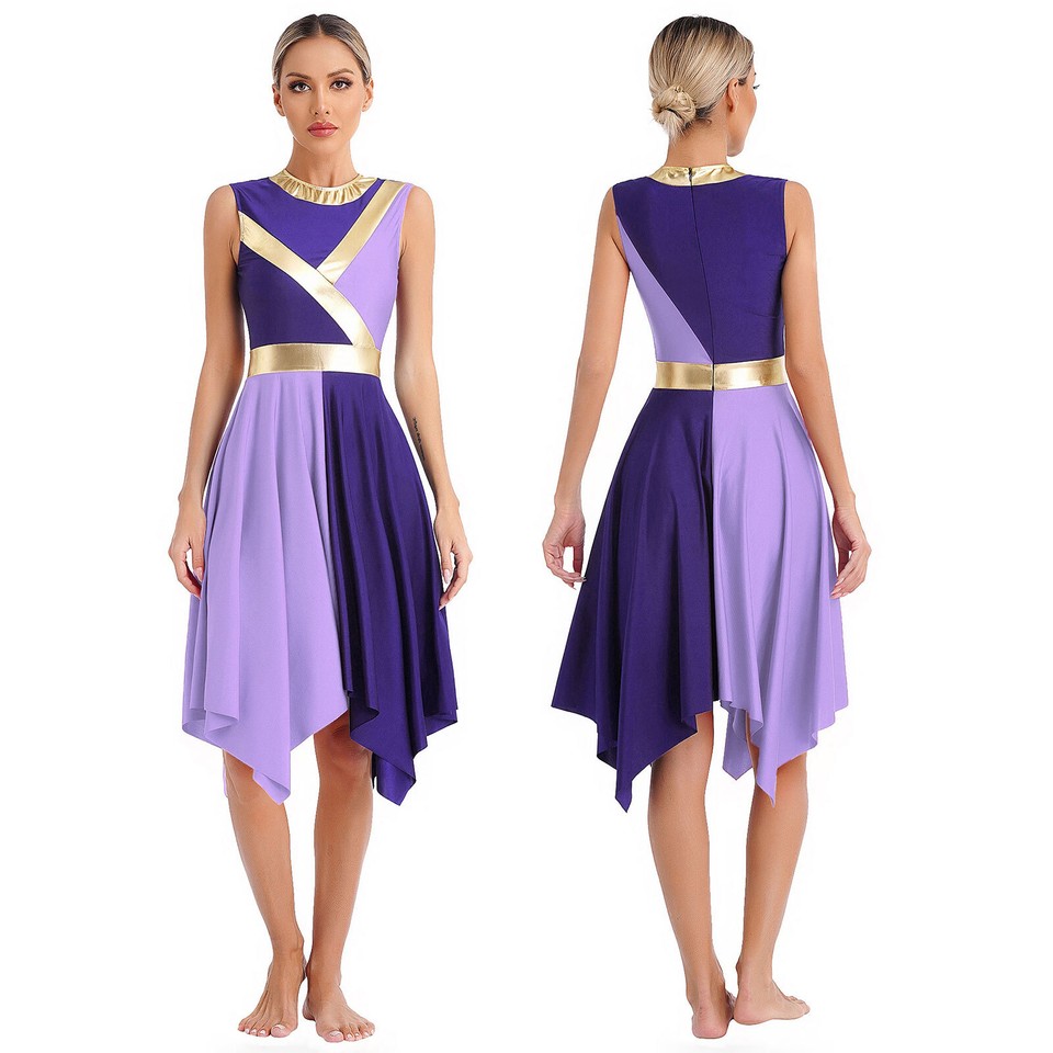 Womens Costume Worship Dress Stage Performance Gown Patchwork Dresses ...