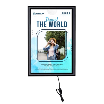 LEDbox LED Backlit Poster Frame, Black, Aluminum, Photo, Picture, Sign ...
