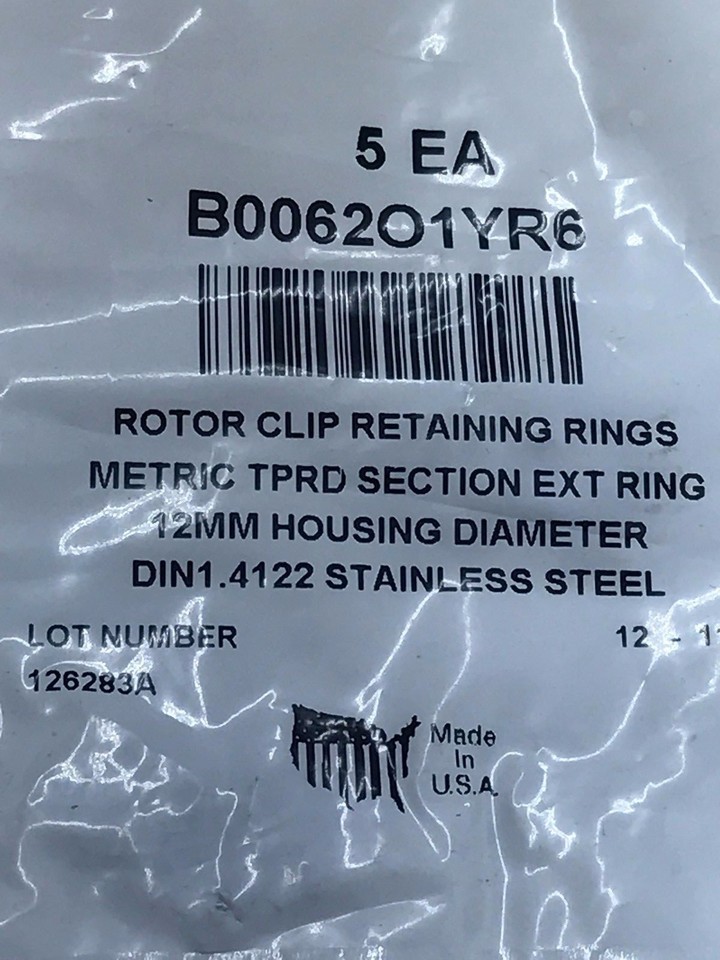 Standard External Retaining Ring DHO-12SG 12mm Bore Diameter 1mm Thick ...