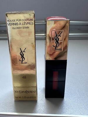 YSL ROUGE PUR COUTURE GLOSSY STAIN LIP #48 ORANGE GRAFFITI YVES SAINT ...