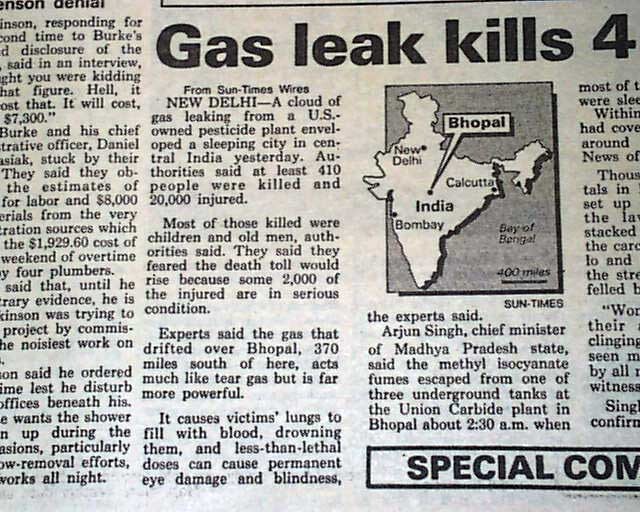 BHOPAL GAS DISASTER India Chemical Co. Methyl Isocyanate Tragedy 1984 ...