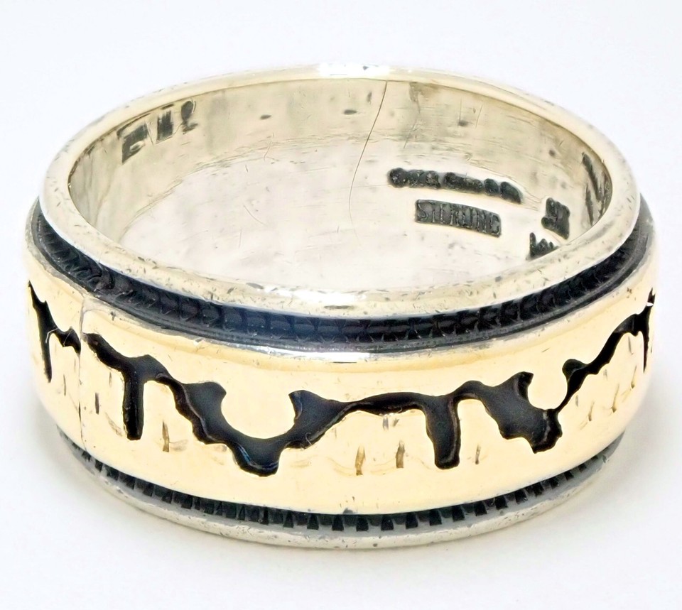 Sz 9 Rare Vintage Native American Navajo 14K Gold & Silver StoryTeller ...