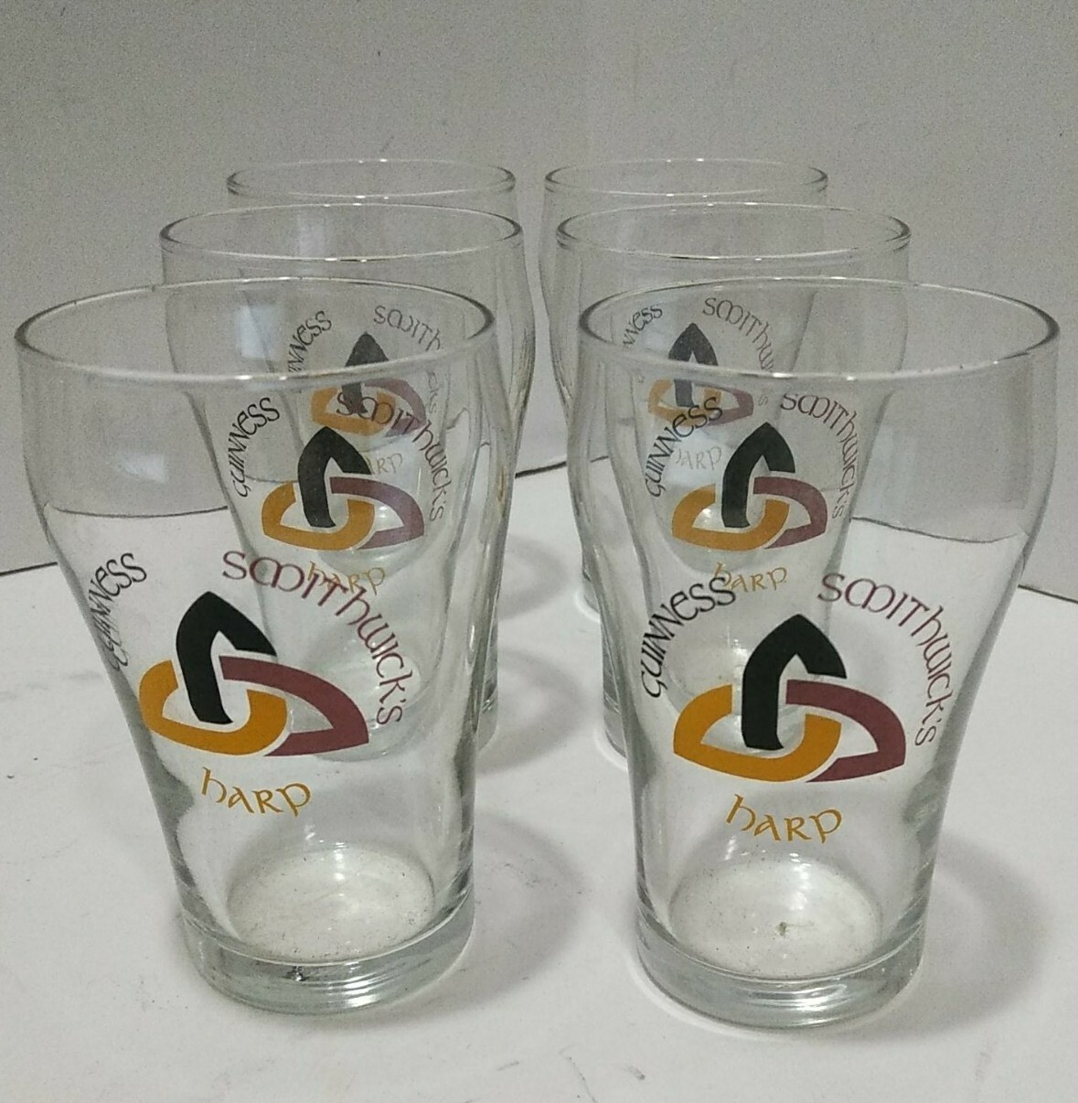 Vintage Guinness Smithwick's Harp Beer Glasses 8 oz. Sampler Clear 6 ...