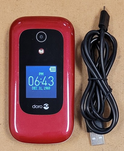 Doro 7050 DFC-0180 - Red & White ( Consumer Cellular ) 4G VoLTE Flip ...