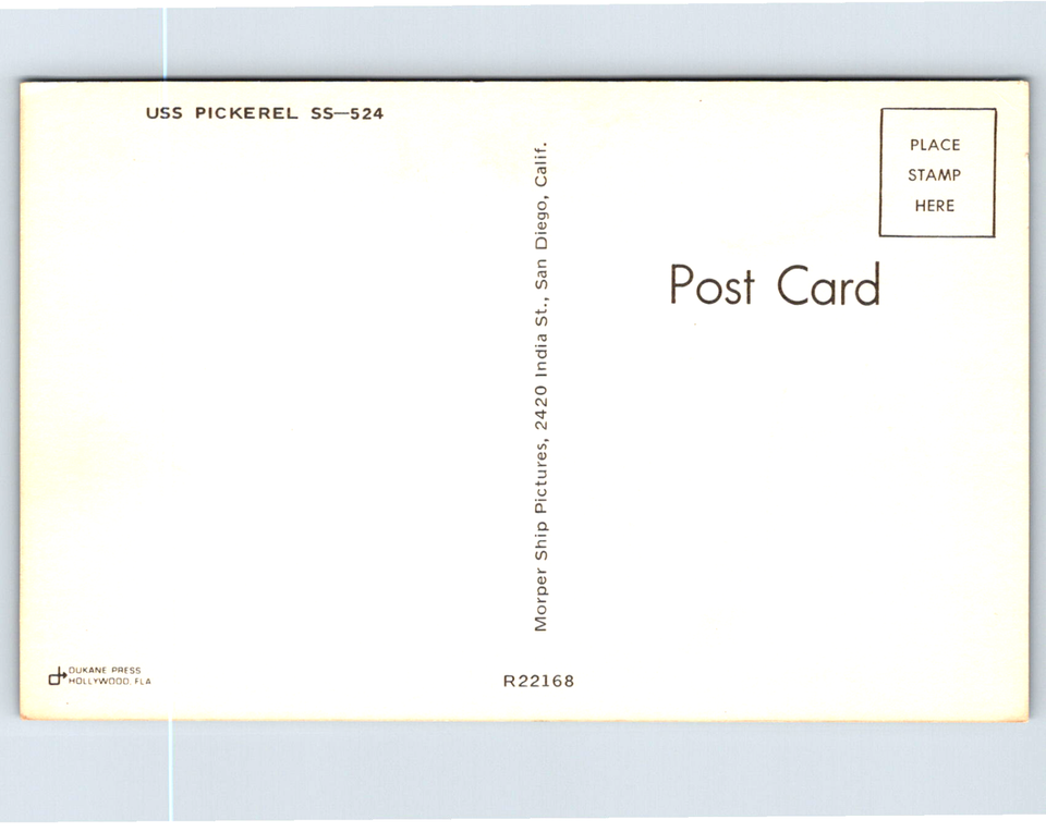 USS Pickerel (SS-524) Submarine Postcard US Navy Warship Decommissioned ...