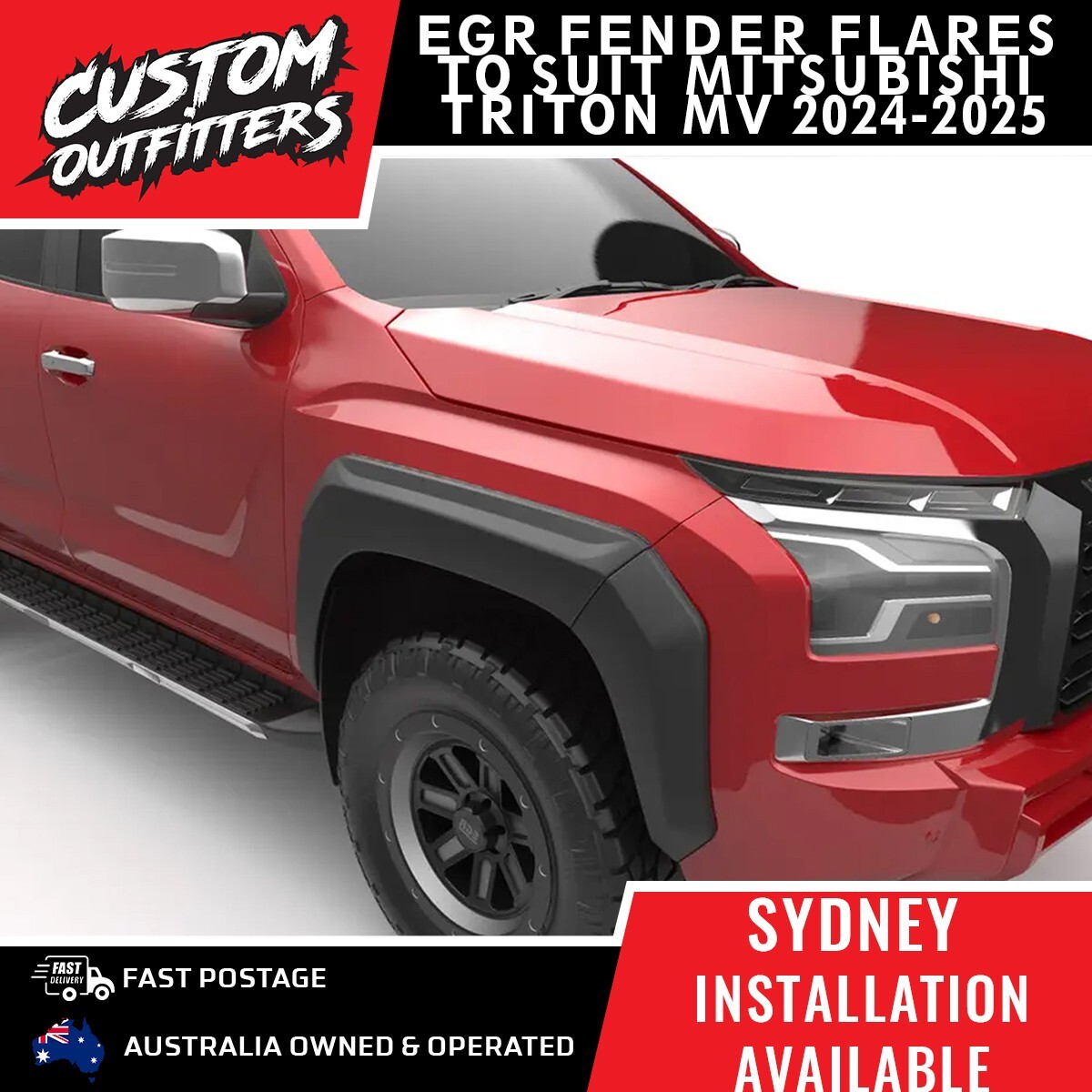 Smooth Fender Flares Mud Guards Splash Trim to suit MITSUBISHI TRITON ...