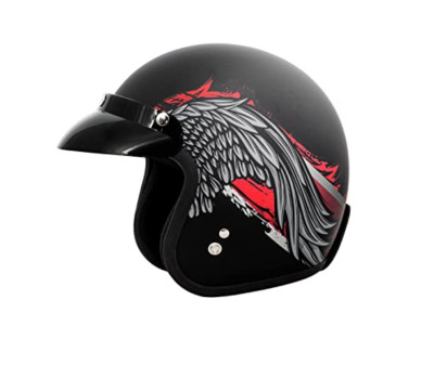 VCAN V85 3/4 Open Face Motorcycle Helmet Matte Black Phoenix SMALL DOT ...