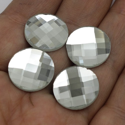 25 Clear Faceted Round Flatback Glass Crystal Rhinestone Gems 18mm No ...
