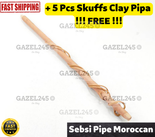 Traditional Vintage Moroccan Wooden Handmade Pipe Tobacco Sebsi + 5 Pcs ...
