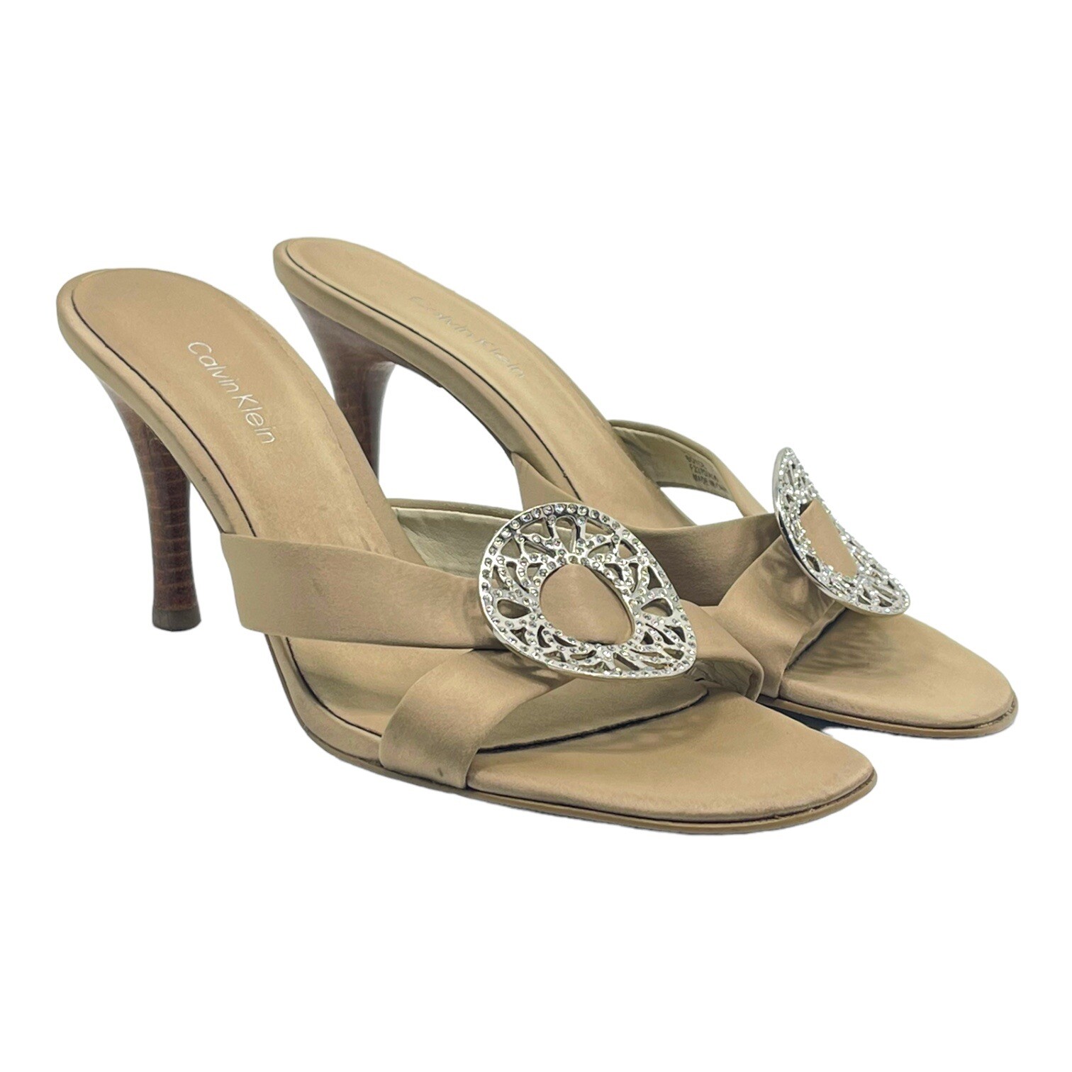 Vintage 90s Y2K CALVIN KLEIN Womens 8.5 Satin Crystal Stiletto BOYCE ...