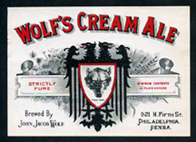 JOHN JACOB WOLF BREWING BEER LABEL T SHIRT PHILA PA SIZES SMALL ...