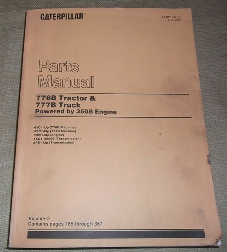 Cat CATERPILLAR 776B Tracteur 777B Diable Pièces Manuel Livre S/N 6JC ...