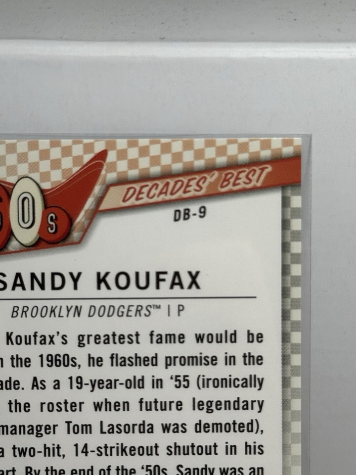 2020 Topps Update #DB-9 Sandy Koufax Decades' Best Dodgers | eBay