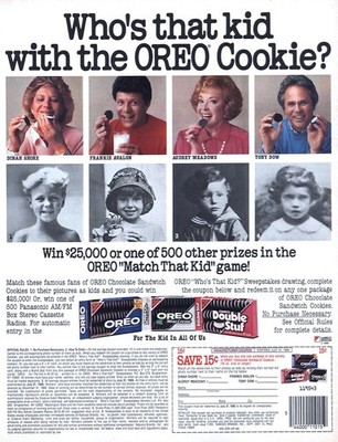 Oreo Match That Kid Sweepstakes Ad Vintage Print Ad 12x8in Metal Sign ...