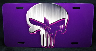 PUNISHER SKULL METAL CAR LICENSE PLATE AUTOTAG, ABSTRACT FINISH ...