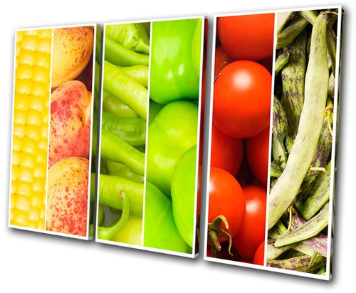 Food Kitchen Fruit Vegatables TREBLE CANVAS WALL ART Picture Print VA ...