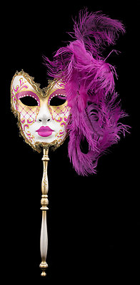 Mask from Venice to Stick Feathers Ostrich Pink Fuschia-Carnival ...