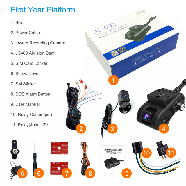 Jimi JC400 4G Dual DashCam Live Video GPS Tracker WiFi Car DVR Recorder ...