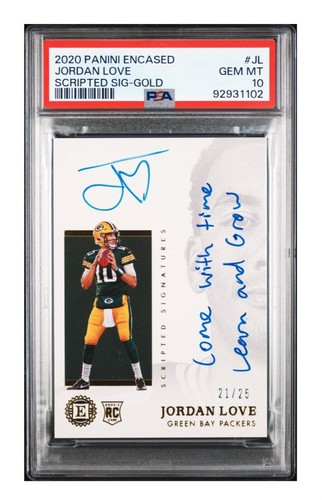 2020 Encased Jordan Love Scripted Signatures Gold Auto/Inscriptions PSA ...