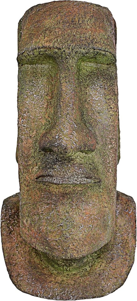 Hand-Cast Easter Island Moai Head - Medium Garden Statue with Chiseled ...