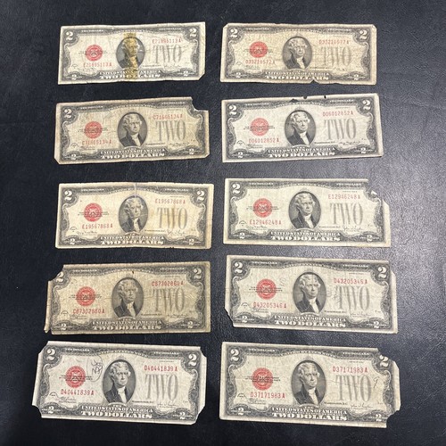 1928 Two Dollar Bill • Damaged Two Dollar ($2) • 50 Note Lot • Damaged ...