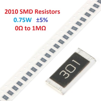 10PCS 3/4W 2010 SMD/SMT Chip Resistors 0.75W ±5% 0R 9.1R 22R 51R 39KR ...