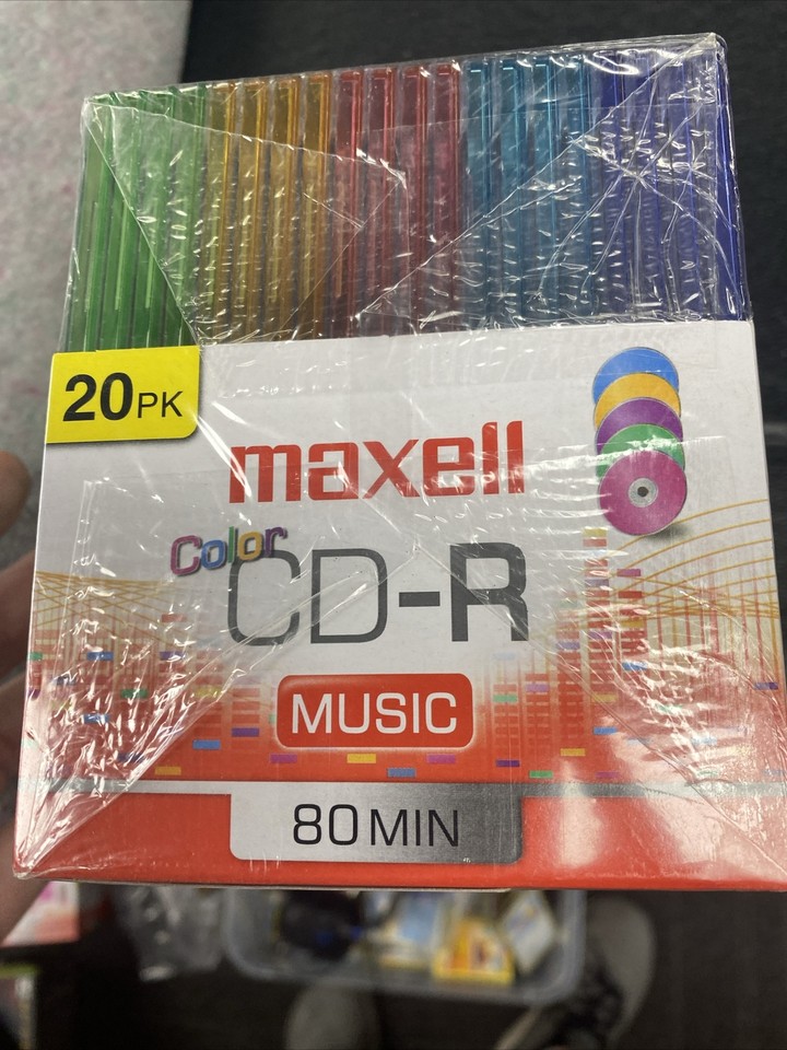 Maxell CD-R Music 20 Pack Recordable Compact Disc w/Color Slim Cases 80 ...