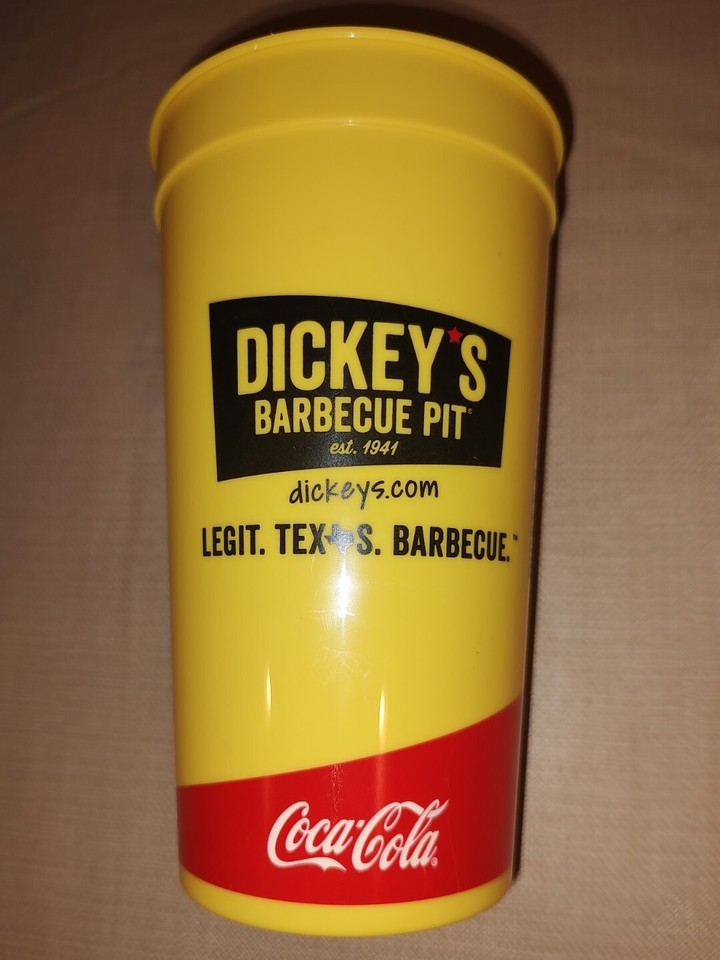 Dickey's Barbeque Pit Big Yellow Cup, BBQ, fast food, thick plastic cup ...