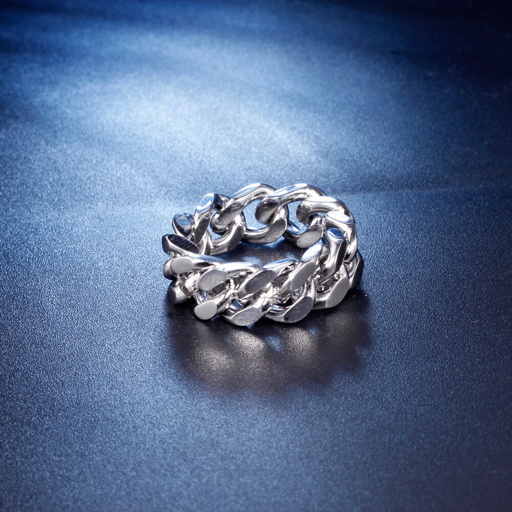 Hot 8mm Men's Stainless Steel Fashion Titanium Steel Chain Ring Size 8 ...