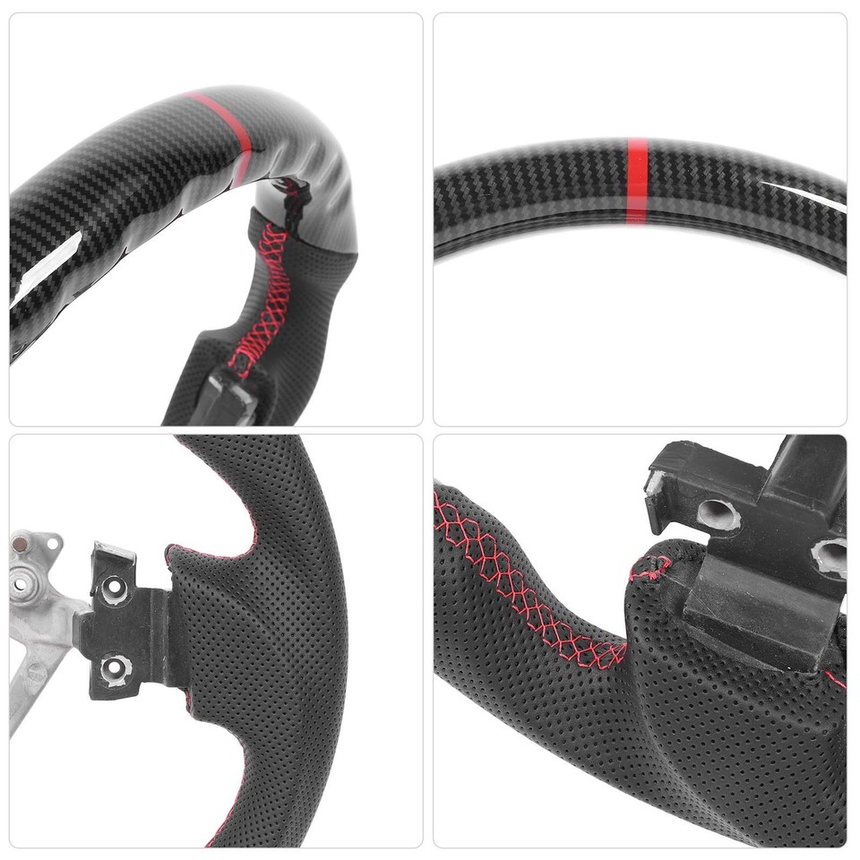 Hydro Dip Carbon Fiber Look Steering Wheel Perforated Leather Flat ...